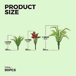 Yetaha 90 Pcs Mini Model Trees Plants, Miniature Plants Green Shrubs Bush Model Artificial Plants for Train Scenery Railway Sand Architecture Craft DIY Landscape Dollhouse Cake Topper Decor