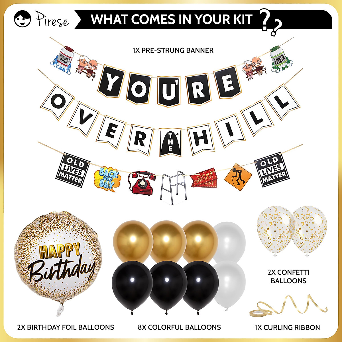 Pirese Over The Hill Birthday Decorations, Over The Hill Decorations Funny 50th Birthday Decorations | Funny 40th Birthday Decorations