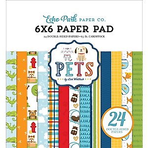 ECHO PARK PAPER COMPANY Echo Park Double-Sided Paper Pad 6"X6" 24/Pkg-Pets, Multicolor