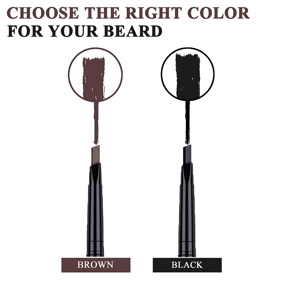 Beard Pencil Filler for Men - Water Resistance, Sweat Proof, Long Lasting & Natural Finish barber Pencil, Mustache Repair Shape, Two more Pencil Replacement Tip (black)