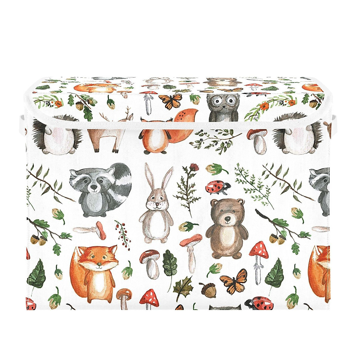 senya Large Storage Bins with Linen Collapsible Foldable Storage Cubes Fabric Closet Organizer Containers box with Flip-Top Lid for Home Bedroom Office 16.5 x 12.6 x 11.8in (Woodland)