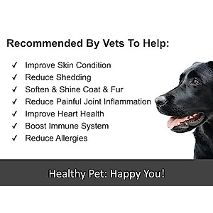 Pure Wild Alaskan Salmon Oil for Dogs & Cats - Relieves Scratching & Joint Pain, Improves Skin, Coat, Immune & Heart Health. All Natural Omega 3 Liquid Food Supplement for Pets. EPA + DHA Fatty Acids