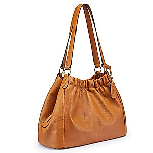 Kattee Soft Women Genuine Leather Hobo Totes Purses and Handbags Satchel Top Handle Shoulder Bags (Brown)