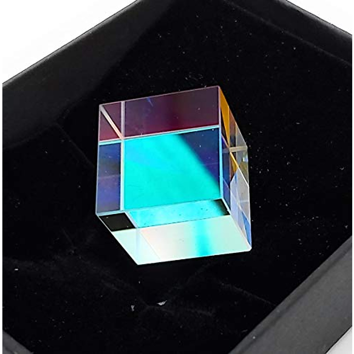 Labnique 25 mm Glass Cube Prism, RGB Dispersion Prism, X-Cube, Dichroic Cube, for Teaching of Optics, Photo Effects, and Decoration