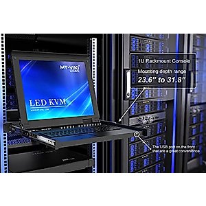 MT-VIKI 16 Port KVM VGA Switch w/17'' LCD Monitor, 1U Rack Mount KVM Monitor Switch,1280x1024@60Hz Support OSD/Hotkey/Button Switching, + 16 KVM Cables, Fit 1U 19'' Rack