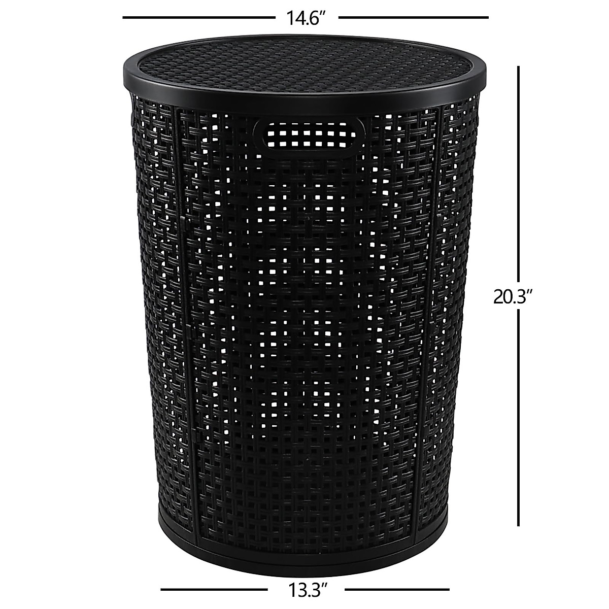 Joyeen 6 Pack 50 L Plastic Laundry Basket with Lid, Round Dirty Clothes Hamper, Black