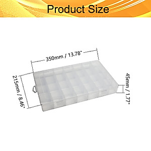 Juvielich Clear Plastic Organizer Box, 28 Grids Adjustable and Fixed Storage Container Jewelry Box for Beads Art DIY Crafts Jewelry Fishing Tackles 13.78"x8.46"x1.77"(LxWxH)