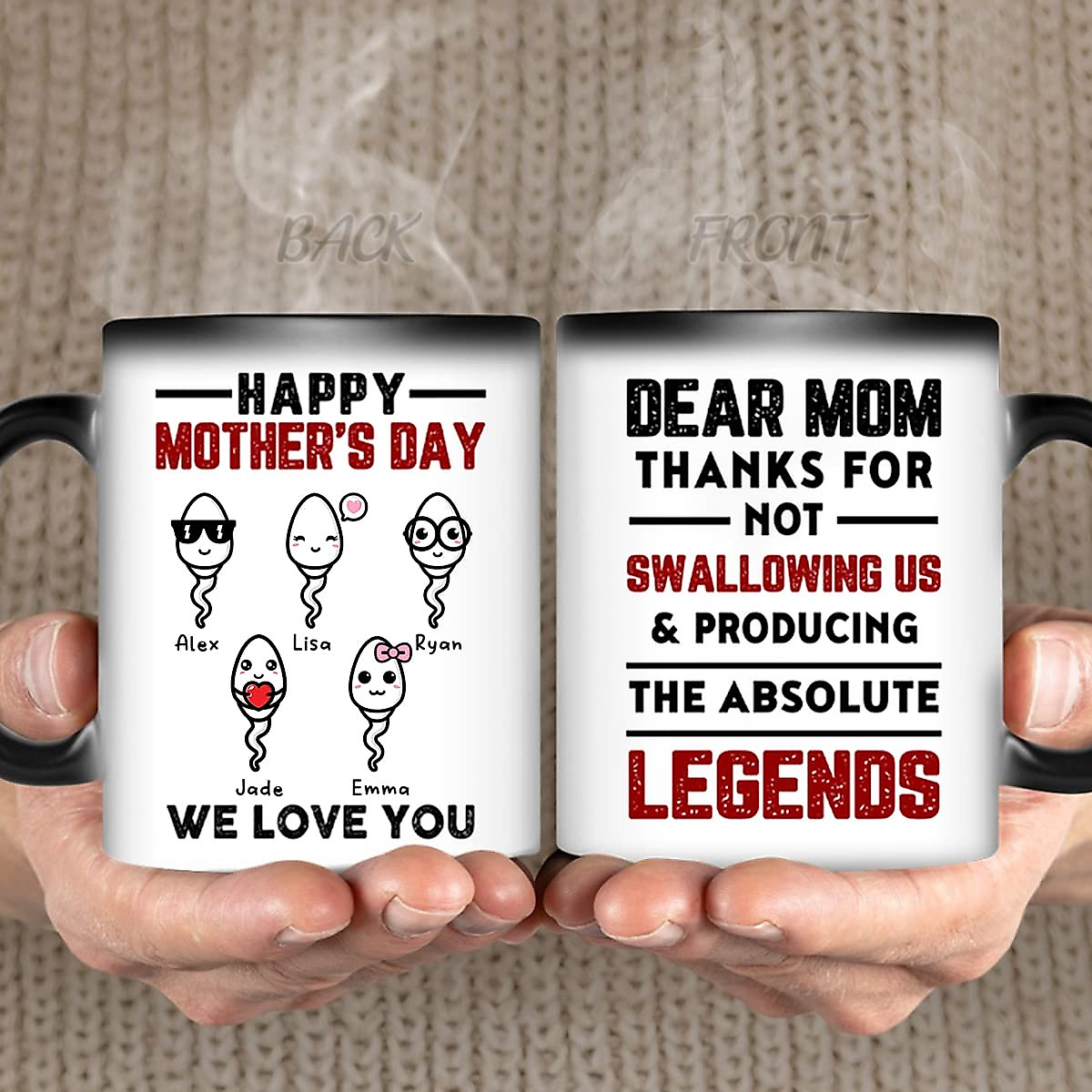 Personalized Tumbler For Mom From Daughter Son Thanks For Not Swallowing Me Funny Sperms Gifts For Mother Custom Name Stainless Steel 20 Oz Insulated Travel Cup For Birthday Mothers Day
