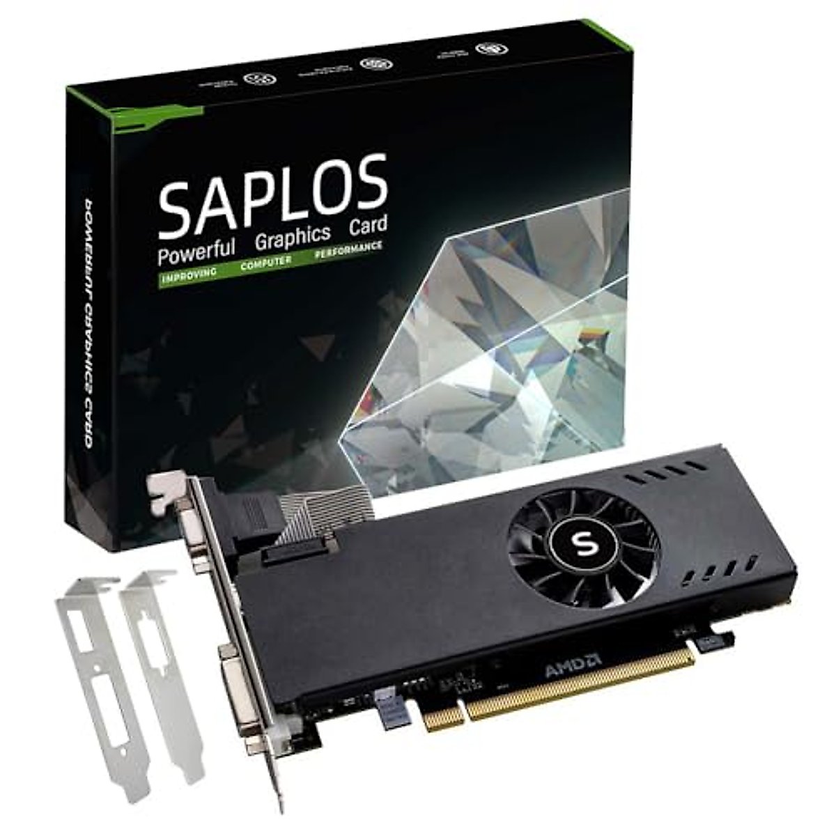 SAPLOS Radeon RX 550 Low Profile Graphics Card, 4GB GDDR5 128-bit, HDMI VGA DVI-D, Video Card for PC Gaming, Computer GPU, DirectX 12, Low Power