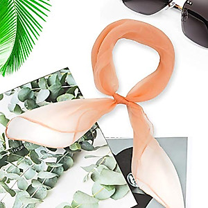 Fengek 9 Pcs Chiffon Scarf 27.6 Inch Square Solid Color Bandana Handkerchief Ribbon Scarves for Women Girls Multicolor 1