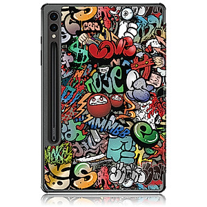 DINGGUAGUA Case for Samsung Galaxy Tab S10+ Plus 12.4” 2024 Release Lightweight Slim Shell Stand Cover for Tab S9+ Plus SM-X810/X816B/X818U with Auto Sleep/Wake,Graffiti