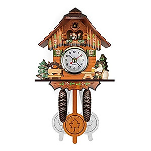 Par [ 1xAA Battery (not Included) ] Antique Wooden Cuckoo Wall Clock Bird Time Bell Swing Alarm Watch Home Restaurant Decoration/for Room, Study, Bedroom, Office, Hotel