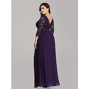 Ever-Pretty Womens Plus Size Lace Evening Formal Dress Elegant Lace Dresses Dark Purple US 20