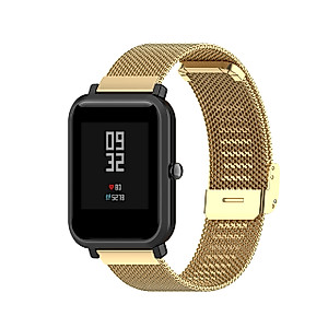 Chofit Metal Mesh Stainless Steel Loop Compatible with HGYPK F57L Watch Band for Women&Men Wristbands Bracelet Adjustable Band Strap Replacement Bands for HGYPK F57L Smartwatch (Gold)