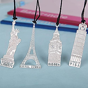 BYBYCD London Eiffel Tower Statue of Liberty Mark Page Metal Bookmark Stationery School Office Supply(Eiffel Tower)