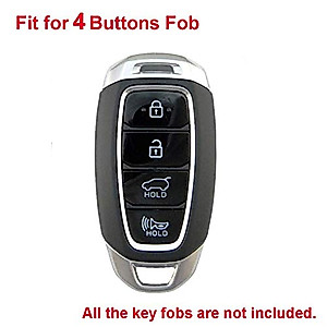 LemSa 2Pcs 4 Buttons Silicone Smart Remote Key Fob Cover Case Protector Holder for Hyundai Kona Santa Fe Azera Grandeur IG 2019 2020, Black