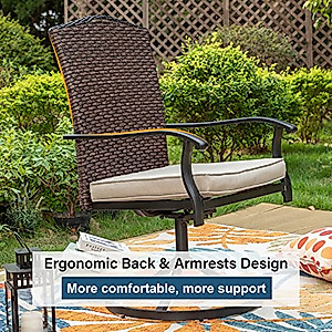 MIXPATIO 9 Pcs Outdoor Patio Dining Set for 8, Patio Furniture Set, Expandable Metal Dining Table and Rattan Wicker Cushioned Swivel Chairs, for Patio, Deck, Yards, Poolside