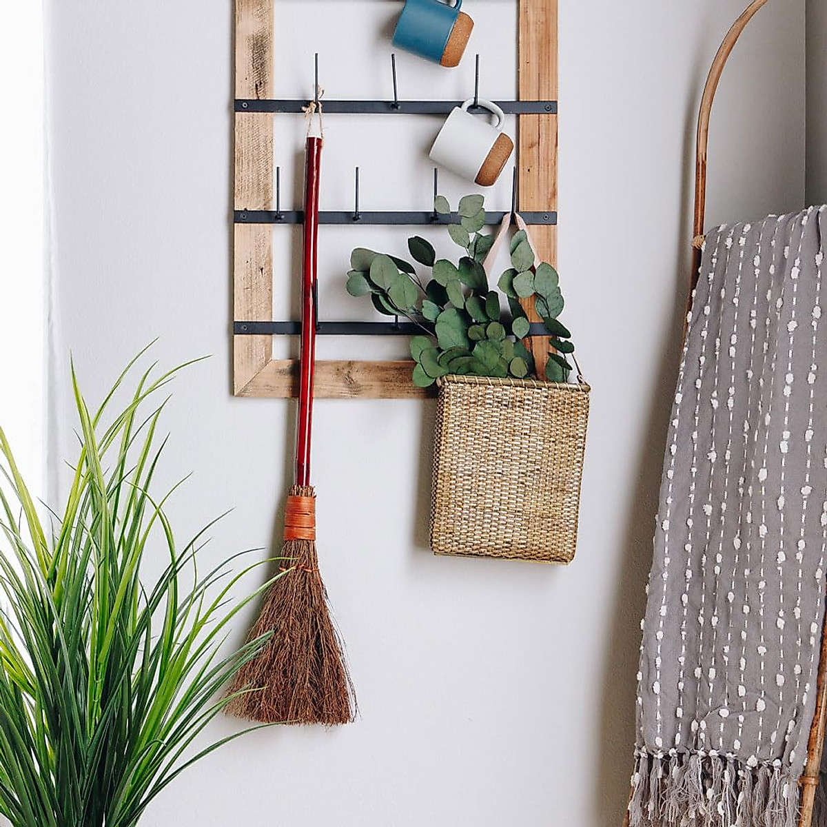 Cinnamon Scented Broom with Bamboo Handle (2-Pack) - 36" Heather Broom - Holiday Decor