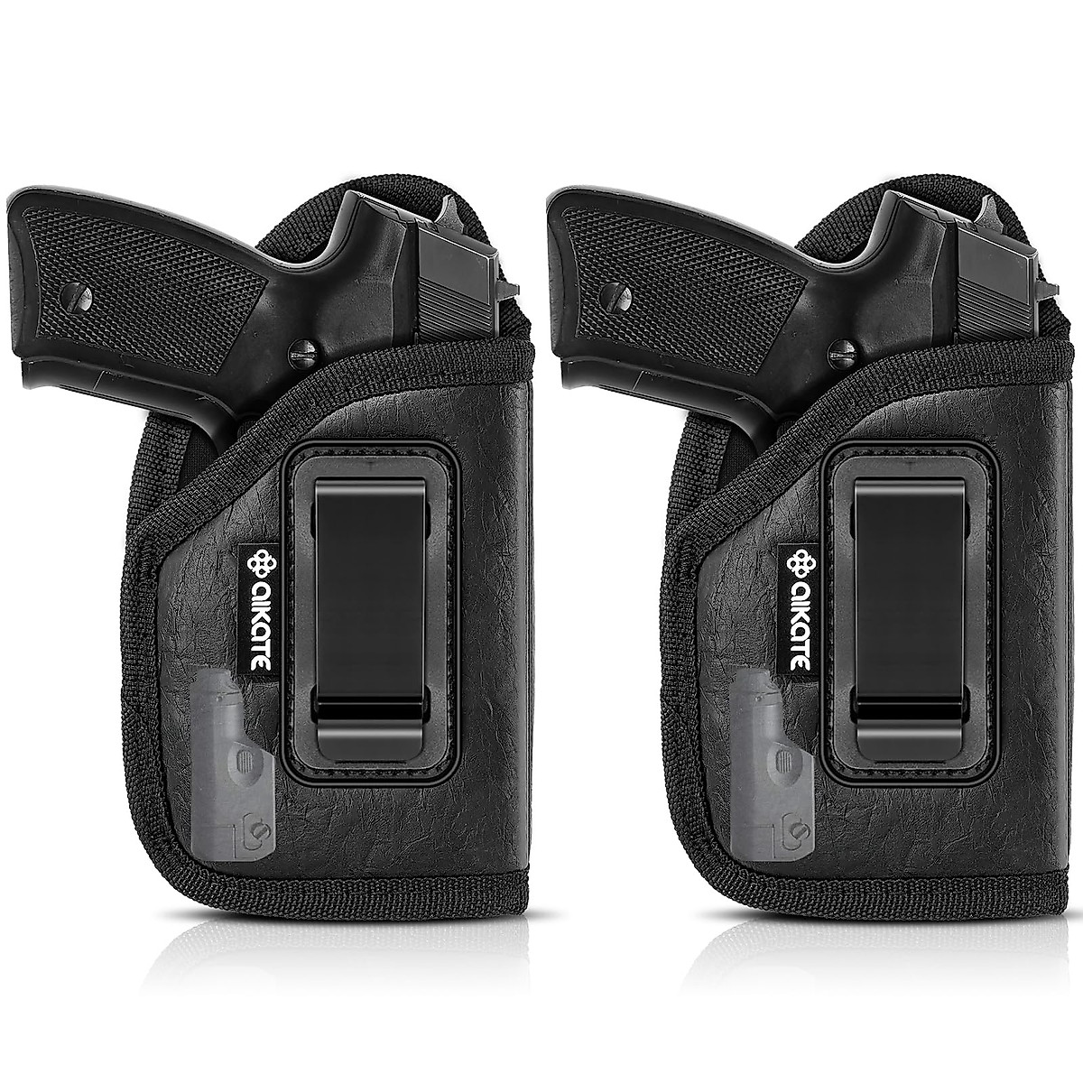 2 PACK IWB Holster with Laser Sight, Concealed Carry Gun Holster for Women/Men, ECO Leather Concealment Inside Waistband Holsters with Metal Clip Fits Most Midsize & Compact 9/40/45 & Laser Attachment