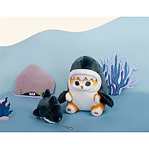 LKMYHY Cute Shark Cat Plush Toy Stuffed Animal Plushies Doll, 12'' Soft Kitten Pillow Christmas Birthday Gifts for Kids Boys Girls, Blue