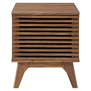 Modway Render Mid-Century Modern 19" Vinyl Record Display Stand in Walnut, 19 Inch