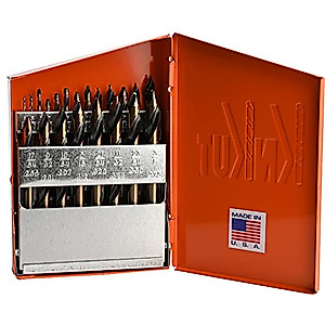 KnKut 21 Piece Mechanics Length Step Point Drill Bit Set 1/16"-3/8" by 64ths