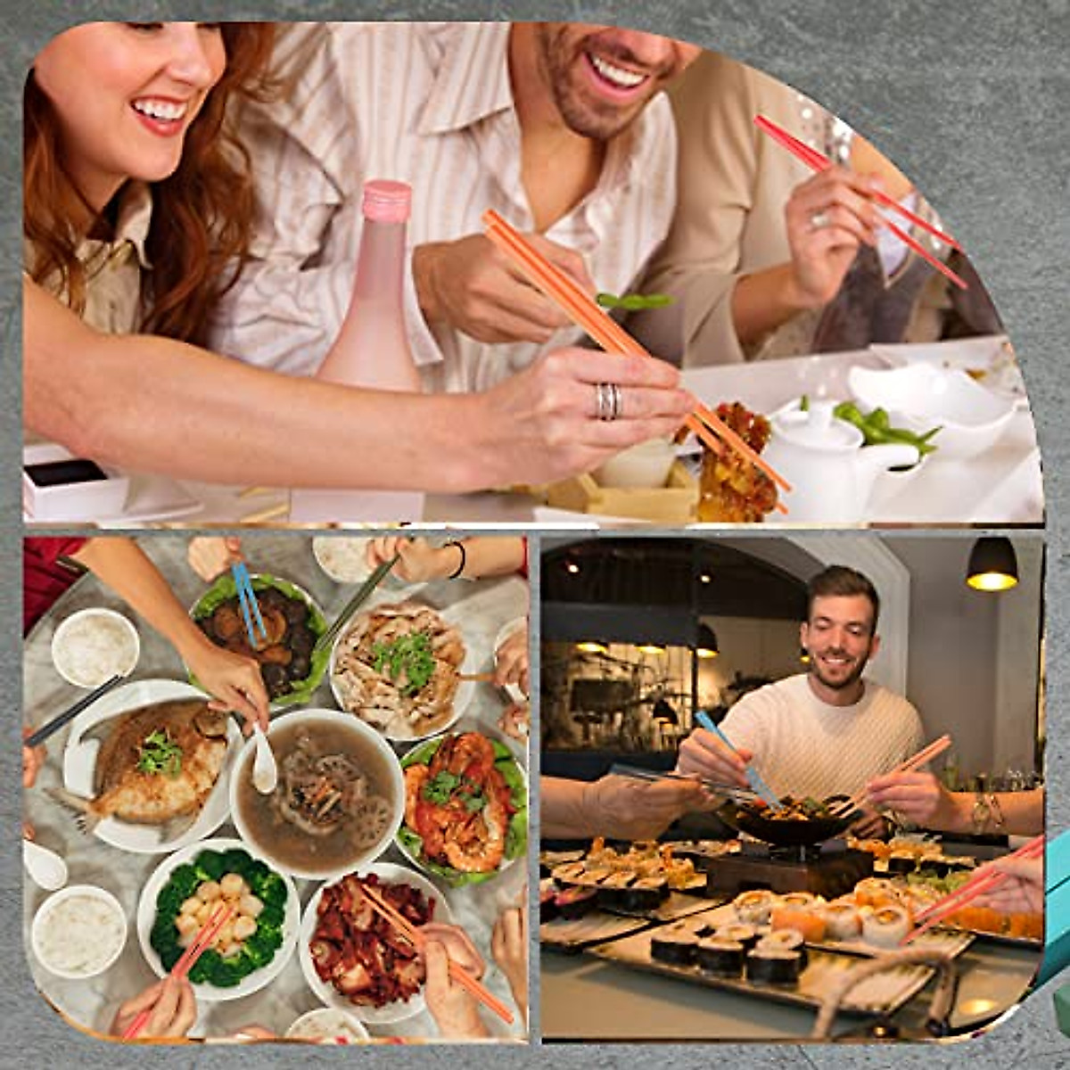 Chopsticks,LIANGKEN 5 Pairs Dishwasher Safe Fiberglass Chopsticks Set,9.5 Inch Reusable Japanese Chinese Chopsticks , Non-Slip, Easy to Use (colorful ) (9.5 inch, color)