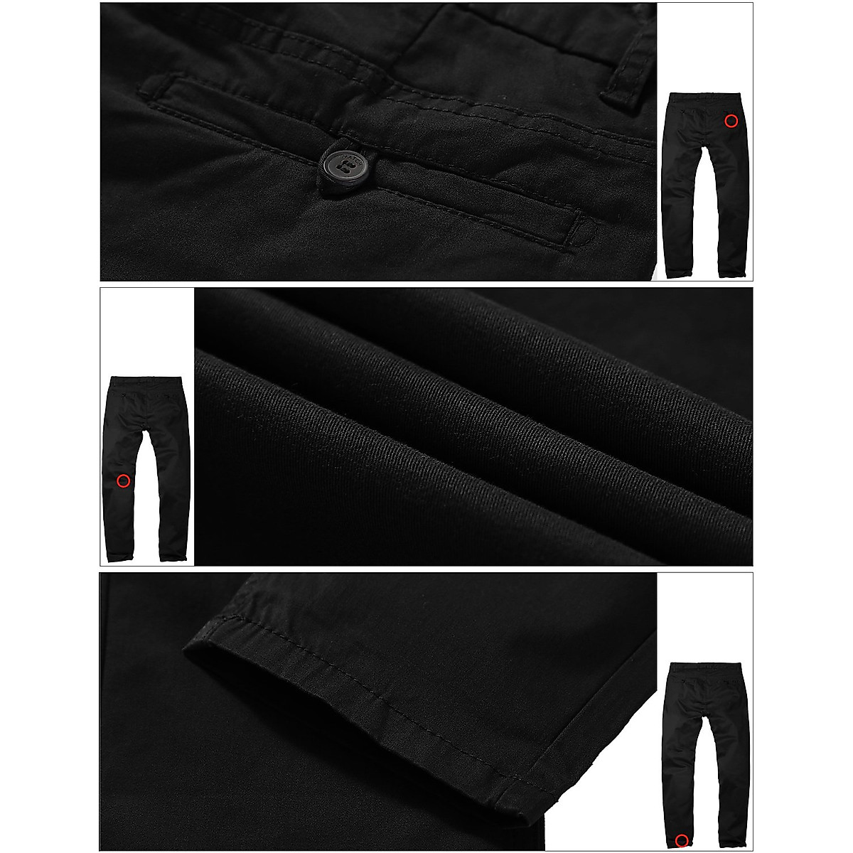 Match Men's Fit Tapered Stretchy Casual Pants (30W x 31L, 8103 Black)