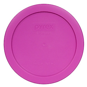 Pyrex (1) 7402-PC Turquoise, (1) 7201-PC Pink, (1) 7200-PC Thistle Purple, & (1) 7202-PC Plum Purple Round Plastic Food Storage Replacement Lids, Made in the USA