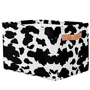 Cube Storage Bins Cow Print Storage Basket Fabric Rectangle Storage Bins Collapsible Nursery Storage Bin Organizer Basket Storage Box for Shelves, Closet