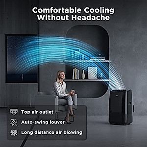 TURBRO 14,000 BTU Smart WiFi Portable Air Conditioner, Powerful Cooling Up to 600 Sq Ft, 3 in 1 Functions with Backlit Remote, Supports Alexa Voice Control, Easy Installation, Greenland Series, Black (10,000 BTU SACC)