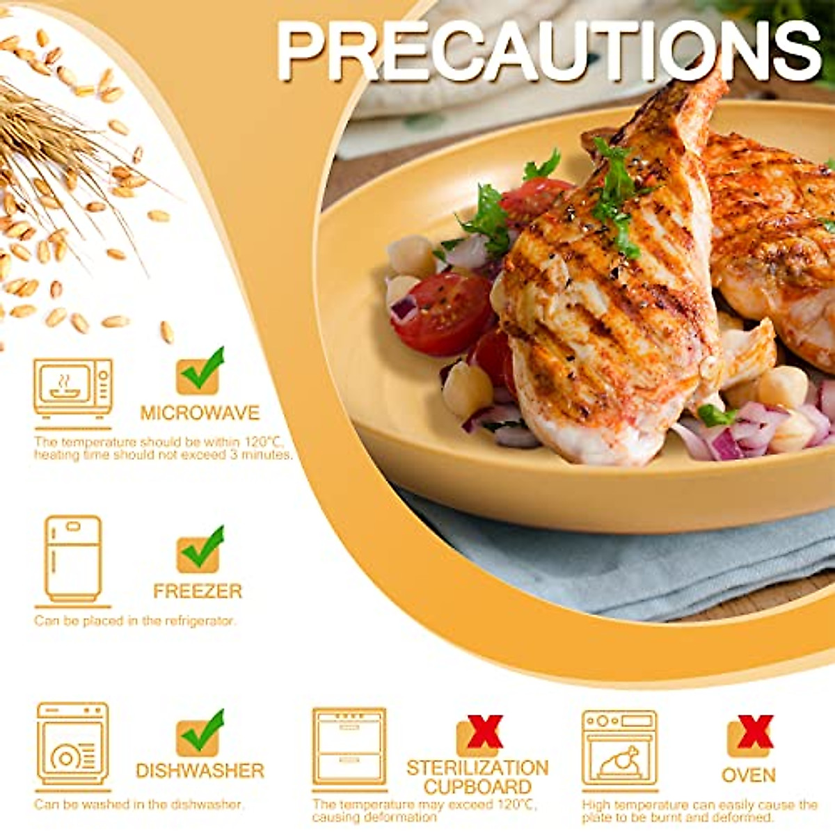 OAMCEG 12 Pack Plastic Plates Reusable 9 Inches Unbreakable Eco-Friendly Lightweight Wheat Straw Plates, Salad Plates, Camping Plates, Dinner Plates, Dishwasher & Microwave Safe, BPA FREE