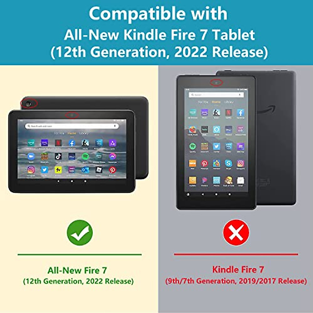 TBXOSTN Case for All-New Amazon Kindle Fire 7 Tablet (7" Display, 12th Generation, 2022 Release), Premium PU Leather Stand Cover with Smart Auto Wake, Inspirational Quotes Customized