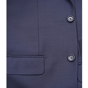 Mens Classic Fit Solid Navy Blue Two Button Wool Suit Size: 48L