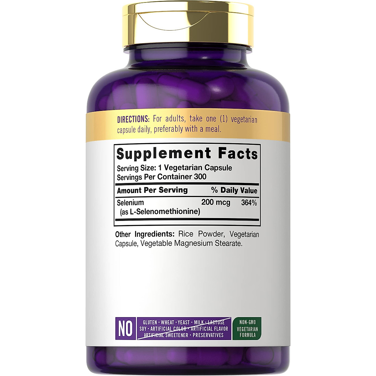 Yeast Free Selenium Supplement | 200mcg | 300 Capsules | Vegetarian, Non-GMO, and Gluten Free Mineral Formula | L-Selenomethionine | Value Size | by Carlyle