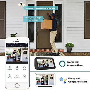 BUBO Outdoor Floodlight Camera,WiFi 1080P Security Cam, PIR Motion Sensor Light with Siren Alarm,IP65 Waterproof,Colorful Night Vision,Dusk to Dawn,Two-Way Audio,64GB MicroSD,Compatible with Alexa