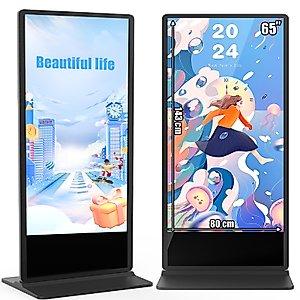 65 Inch Interactive Touchscreen Monitor,Win10 Core i5 RAM 4G & ROM 128G,Floor Standing Lcd Digital Signage,Commercial Interactive Advertising Display Screen,Digital Signage Kiosk Smart Board Black