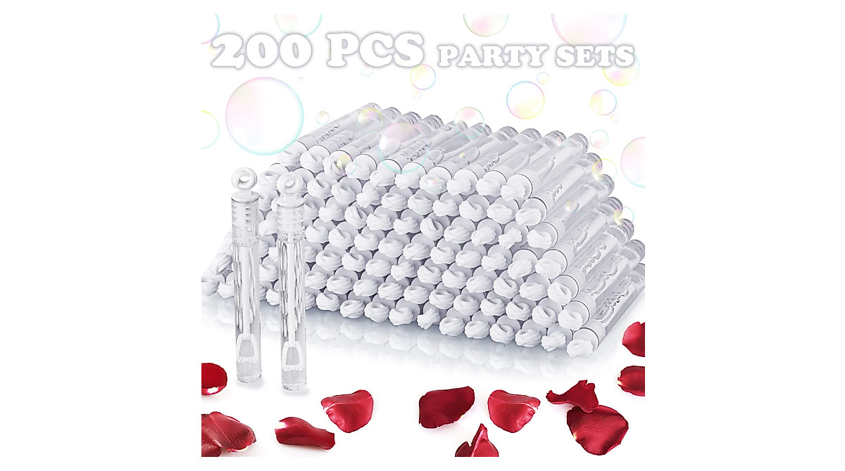 200 Mini Bubble Wands for Weddings and Parties - Bulk Bubble Sticks