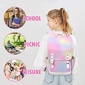 Junlion Vintage Backpack Gift for Girls Marbled School Bag College Daypack Travel Rucksack with USB Charging Port