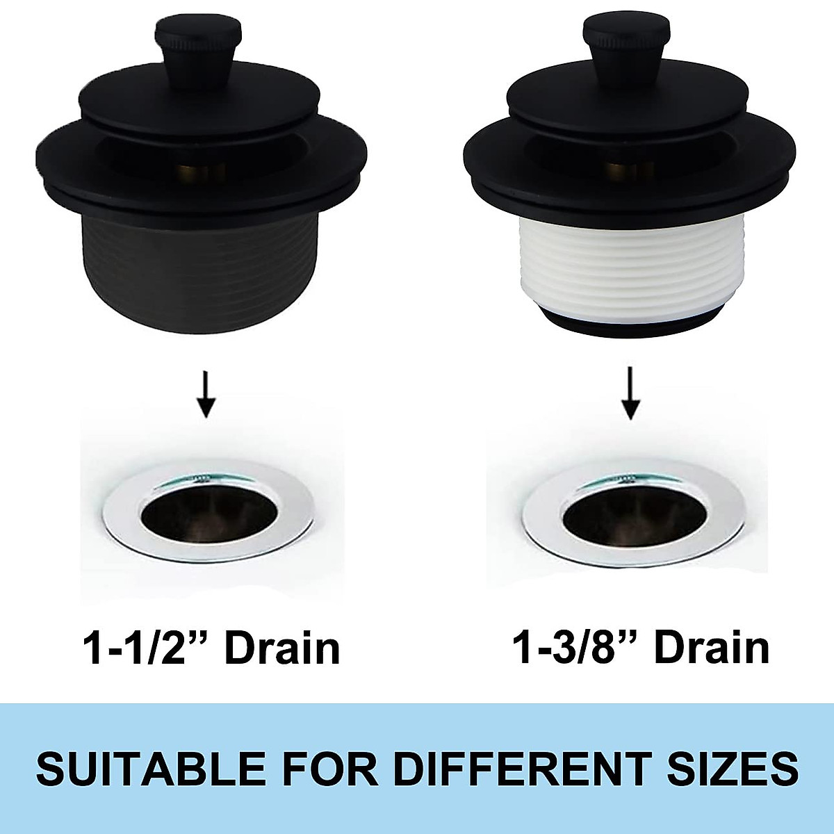 Lift and Turn Bathtub Drain Stopper with 1 Hole Faceplate Cover Bath tub Overflow Kit Assembly Strainer and Screw, Polished Chrome Finish