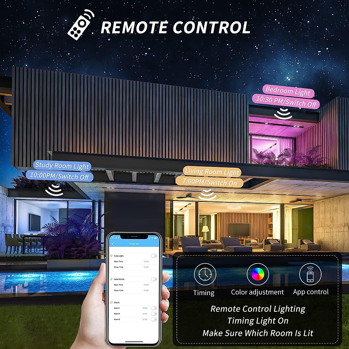 Mosasun 36W APP Remote Control Color Changing Ceiling Lamp with Bluetooth Speaker, Flush Mount LED Bathroom Music Ceiling Light for Kids Room, Laundry, Hallway