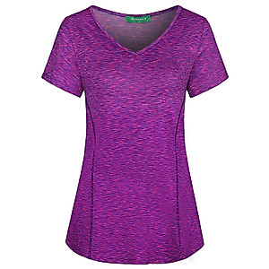 Kimmery Womens Workout Tops for Women Tops for Women Casual Summer Tops Athletic Tops for Women Yoga Tops Summer Shirts Purple Pink XXL