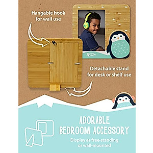 Planet Buddies Picture Frame 4x6 inch, Penguin Themed Photo Frame with Wooden Effect, Freestanding or Wall Hanging Room Decor, Keepsake Ideas for Baby Nursery and Bedroom, Gifts for Kids, Plastic Free