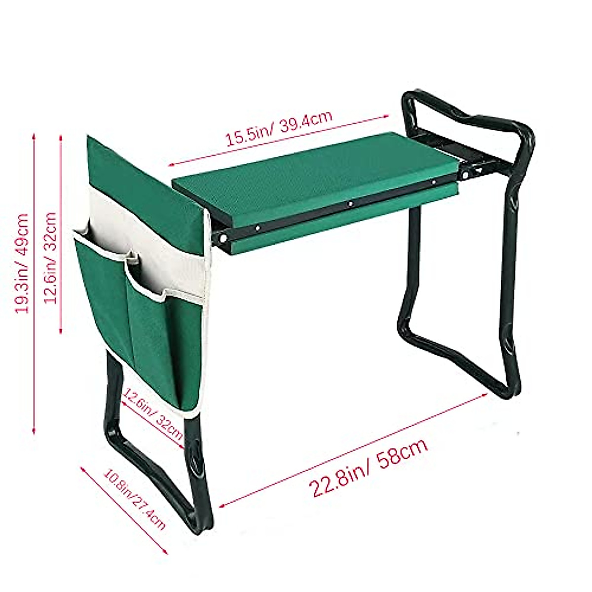 INMTIE 2-in-1 Garden Kneeler and Seat Gardening Chair Protects Your Kneesb Foldable Garden Bench Garden Stools Bench Comes with A Free Tool Pouch EVA Foam Pad (Green)