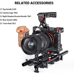 SmallRig 15mm Long Lens Support, 53.5mm Height Adjustable Lens Bracket for DSLR Camera Shoulder Rig - BSL2681