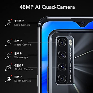 TCL 20 SE 6.82" Unlocked Cellphone, 4GB RAM + 128GB ROM, US Version Android Smartphone 48MP AI Quad-Camera, 5000mAh Mobile Phone, Dual Speaker, OTG Reverse Charging, Android 11, Nuit Black