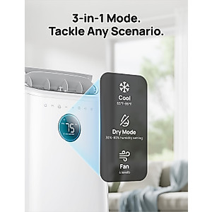 Dreo Portable Air Conditioners, 12,000 BTU AC Unit for Bedroom with Drainage-free Cooling, 46dB Quiet, APP/Voice/Remote, 24h Timer with Fan & Dehumidifier, Smart Air Conditioner for Room Indoors