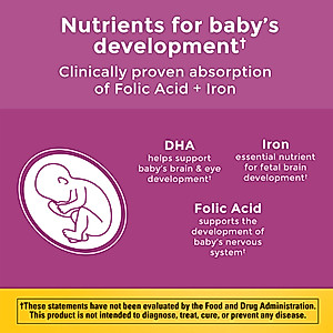 Nature Made Prenatal with Folic Acid + DHA, Prenatal Vitamin and Mineral Supplement for Daily Nutritional Support, 110 Softgels, 110 Day Supply