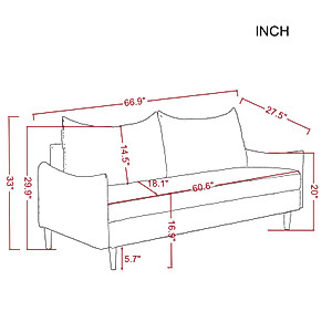 SHUIBAOBAO Loveseat Sofa, Upholstered Love Seat Couch Living Room Furniture Modern Sofa Couch Polyester Fabric Two Seater Comfy Couch Tool-Free Assembly for Bedroom, Apartment Small Spaces (Beige)