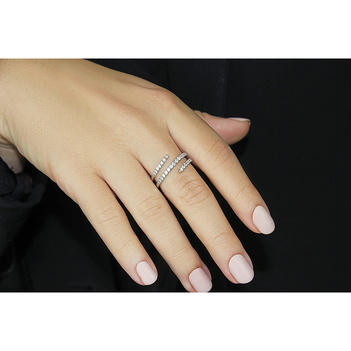 Belantina 1/2 Carat Diamond Spiral Wrap Ring for Women in 14k White Gold (H-I, I1-I2, cttw) Size 7